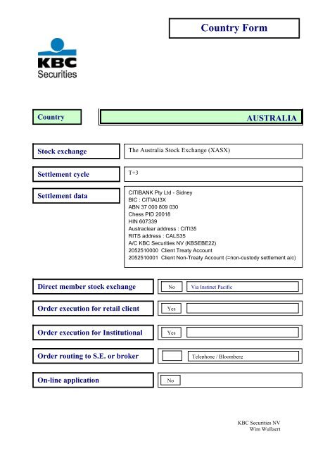 Country Form - KBC Equitas