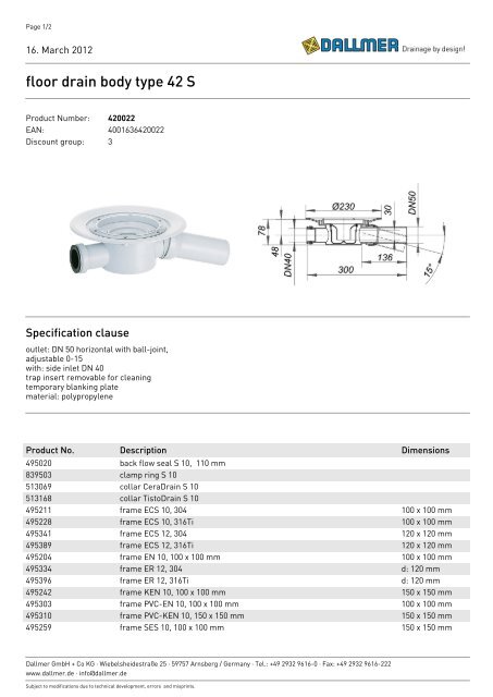 floor drain body type 42 S