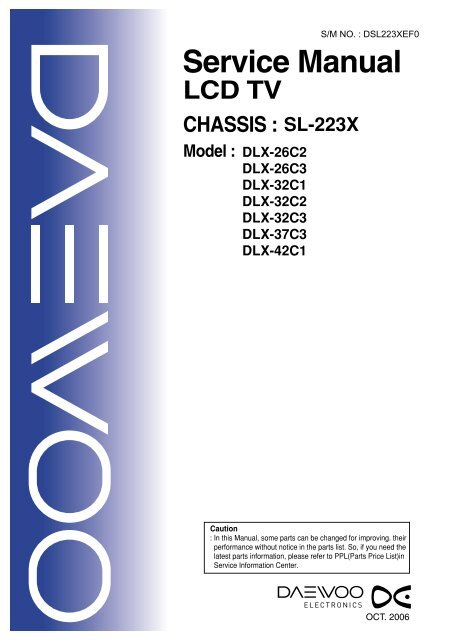 Service Manual LCD TV CHASSIS : Model - daewoo