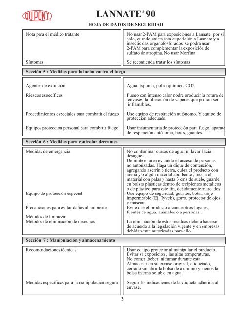 LANNATE 90 HOJA DE DATOS
