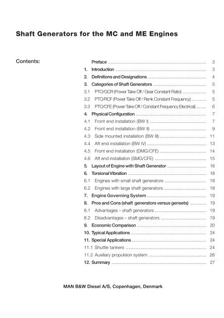 Shaft Generators for the MC and ME Engines - MAN Diesel & Turbo