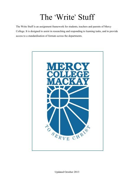The 'Write' Stuff - Mercy College Mackay