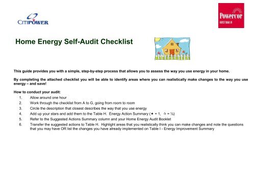 Home Energy Self-Audit Checklist - CitiPower and Powercor