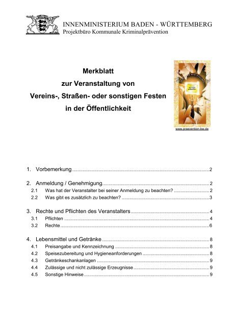 Merkblatt Veranstaltungen