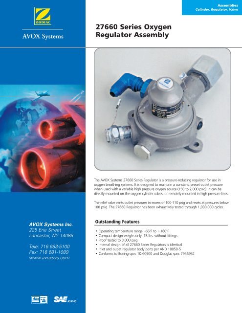 27660 Series Oxygen Regulator Assembly - AVOX Systems, Inc.