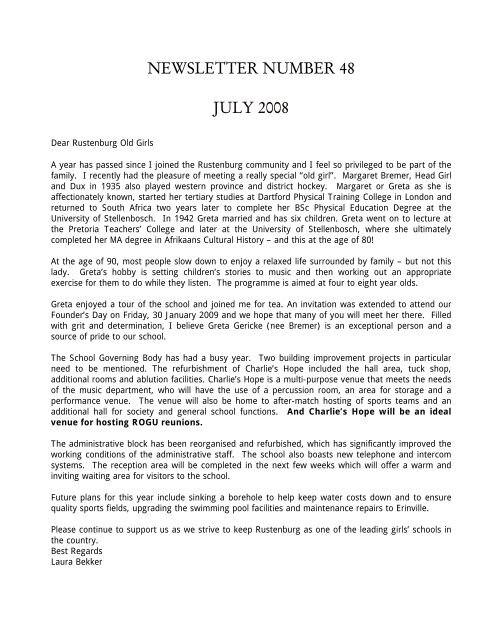 Dear Old Girls - Rustenburg Junior School