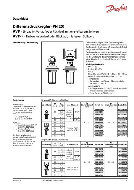 Differenzdruckregler (PN 25) - Danfoss