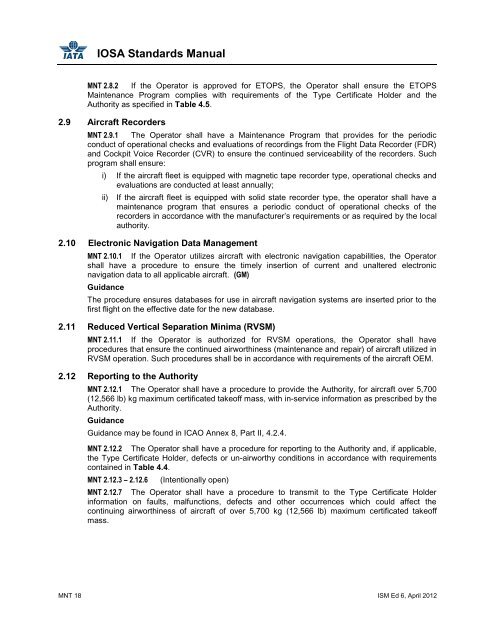 IOSA Standards Manual MNT