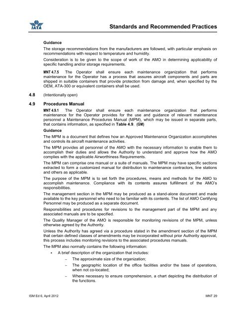 IOSA Standards Manual MNT