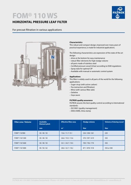 filter-o-mat 110 - Filtrox AG