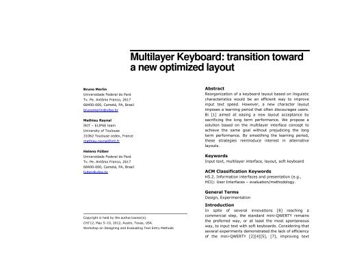 Multilayer Keyboard: transition toward a new optimized layout