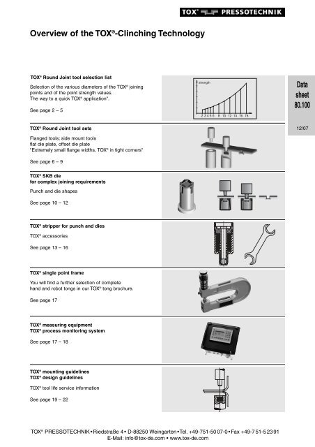TOXÂ® Round Joint tool selection list - Lang & Sin