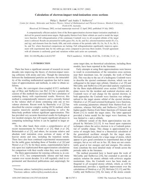 Calculation Of Electron Impact Total Ionization Cross Sections