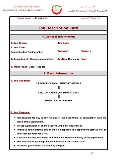 Job Description Card - Department of Health and Medical Services
