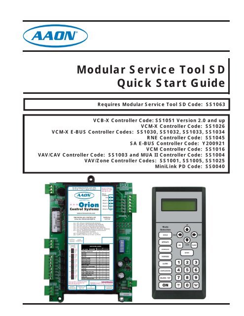 Modular Service Tool SD Quick Start Guide - Orion Control Systems