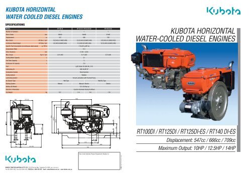Hp Kubota Diesel Engine