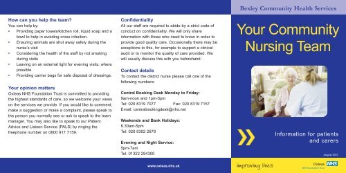 Your community nursing team leaflet - Oxleas NHS Foundation Trust