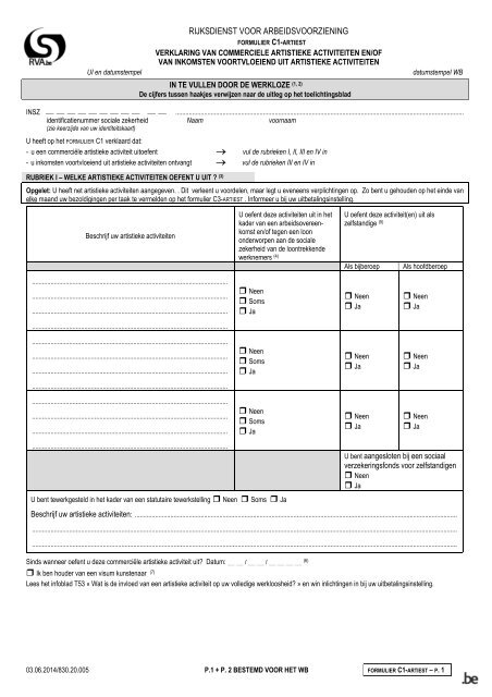 C1 Artiest - Rijksdienst voor Arbeidsvoorziening