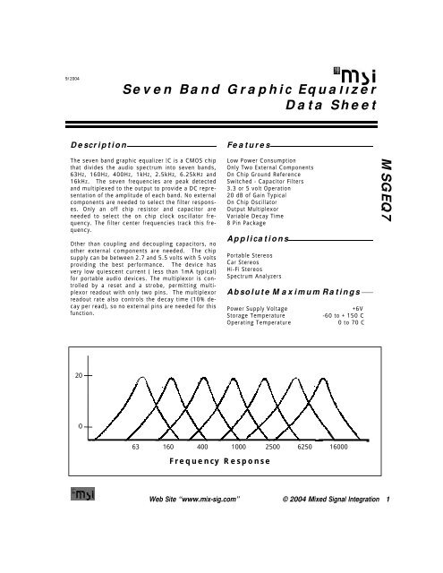 Seven Band Graphic Equalizer Data Sheet MSGEQ7