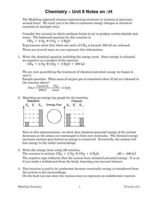 Chemistry – Unit 8 Notes on ∆H
