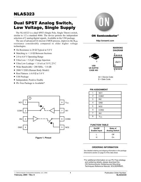 Dual SPDT Analog Switch, Low Voltage, Single ... - ON Semiconductor