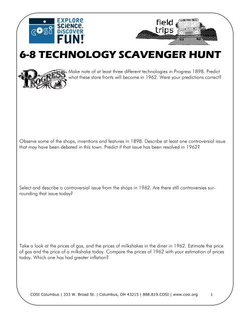 6-8 TECHNOLOGY SCAVENGER HUNT - COSI