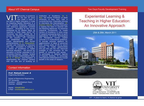 Experiential Learning & Teaching in Higher Education - VIT University