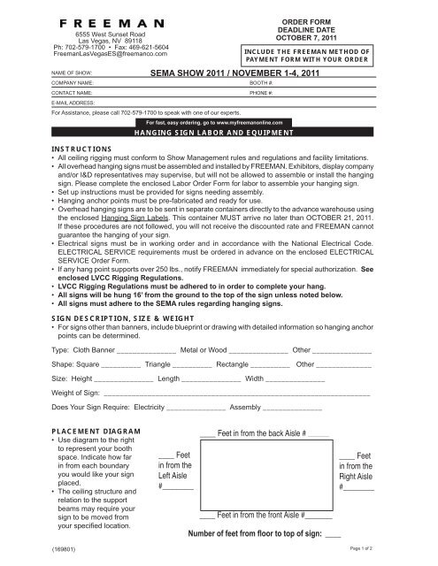 Step 3 â Installation / Shipping Information & Order Form - SEMA Show