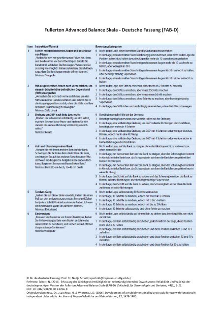 Fullerton Advanced Balance Skala - Deutsche Fassung (FAB ... - ZPID