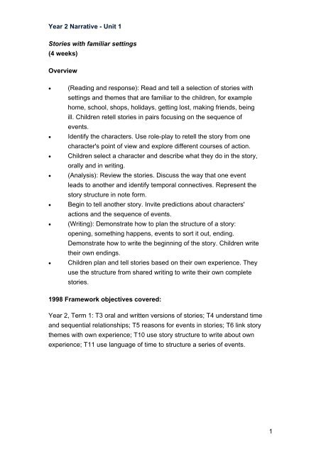 Year 2 Narrative - Unit 1 - Birmingham Grid for Learning