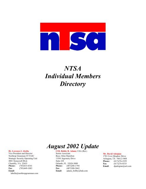 NTSA Individual Members Directory - National Training and ...