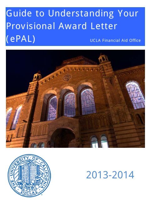 Guide to your ePAL - UCLA Financial Aid Office