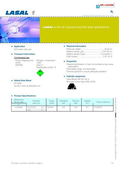 LASAL 1 Specification - Air Liquide UK