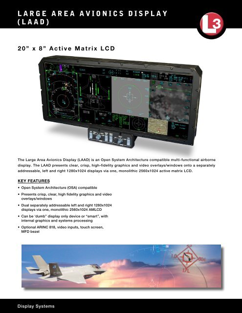 LARGE AREA AVIONICS DISPLAY (LAAD) - L-3 Communications
