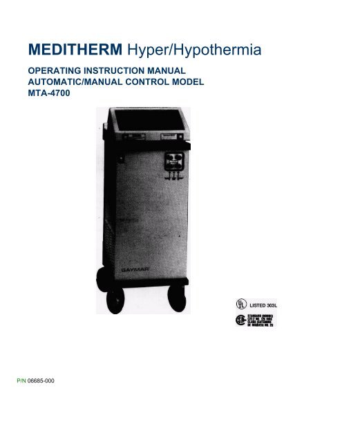 Gaymar Meditherm MTA4700 Operator's manual