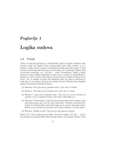 Poglavlje 1 Logika sudova