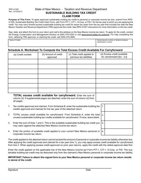 RPD-41329, Sustainable Building Tax Credit Claim Form