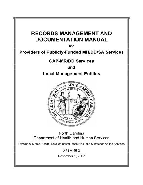 Service Records Manual - Cardinal Innovations Healthcare Solutions