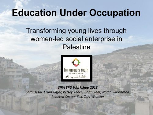 Education Under Occupation - Columbia University