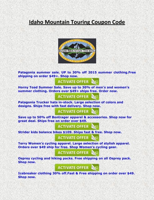 Idaho Mountain Touring Coupon Code