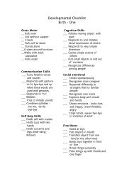 Developmental Checklist Birth to 5 Years