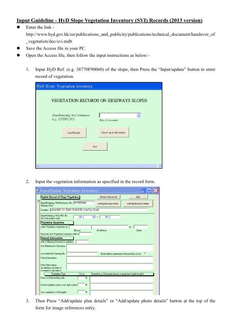 Input Guideline - HyD Slope Vegetation Inventory (SVI) Records ...