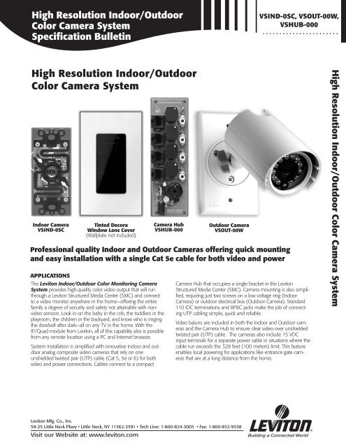 High Resolution Indoor/Outdoor Color Camera System - Leviton