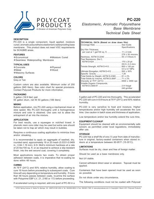PC-220 - Polycoat Products