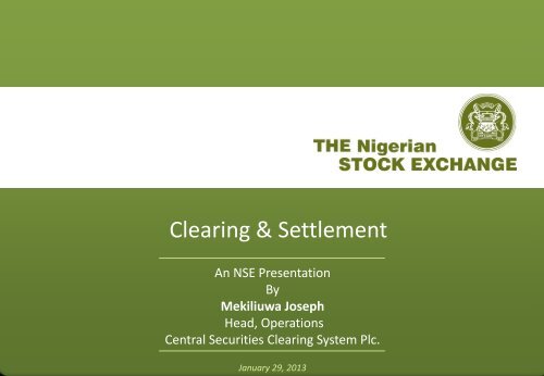 Clearing & Settlement - The Nigerian Stock Exchange