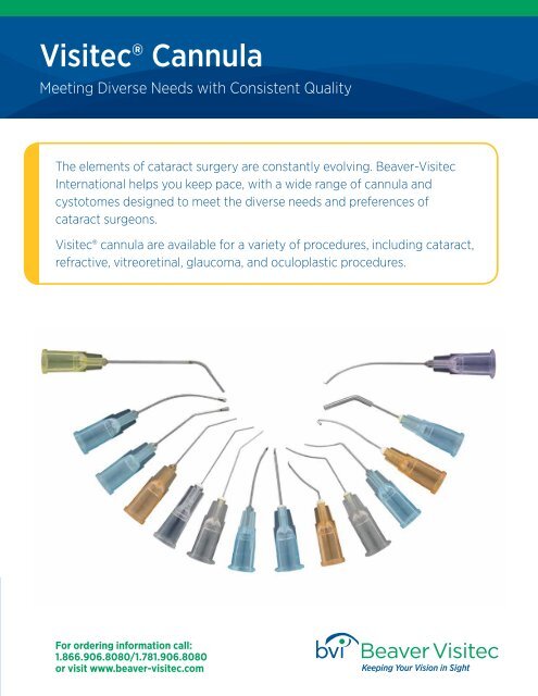 Visitec Â® Cannula Product Sheet - Beaver-Visitec International