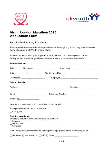 uk youth london marathon 2015 application form
