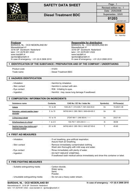 Diesel Treatment BDC - Bardahl