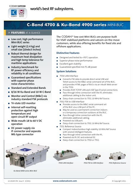 Codan Mini BUC Specification Sheet
