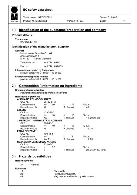 EC safety data sheet